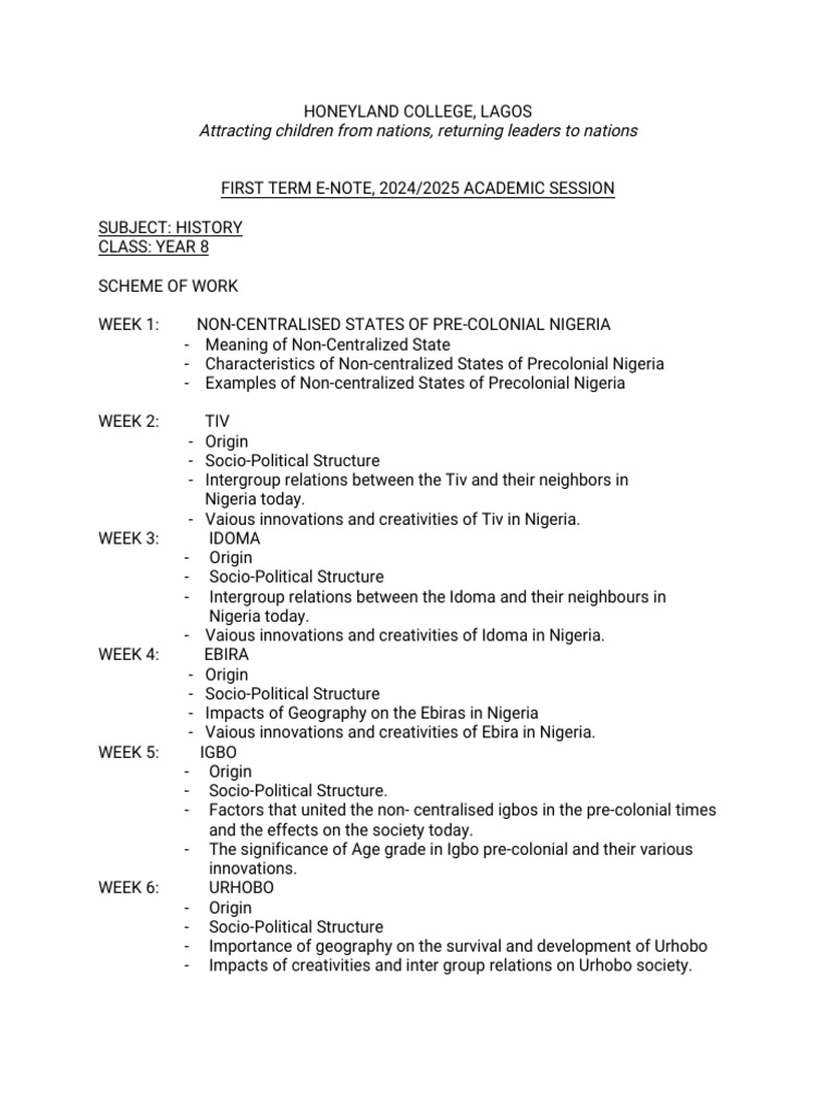 HLC History Year 8 | PDF | Igbo People