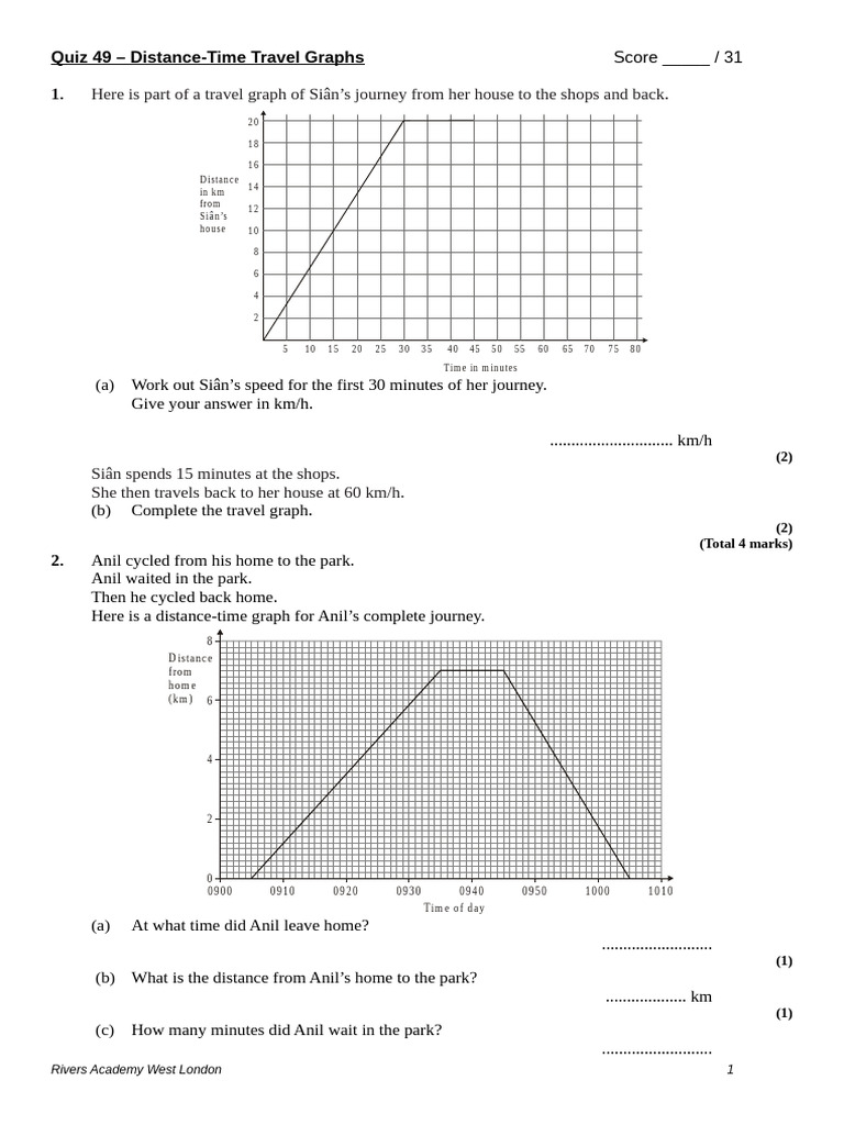 Travel Graph Quiz and Solutions | PDF | Speed | Temporal Rates