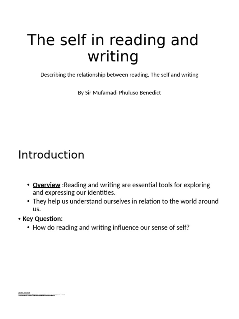 The Self in Reading and Writing St10456293 | PDF | Thought | Identity ...
