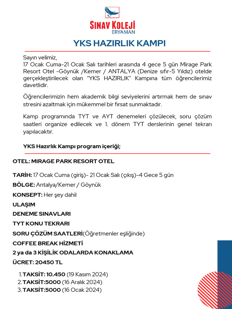 Yks Antalya Kamp Programi% | PDF