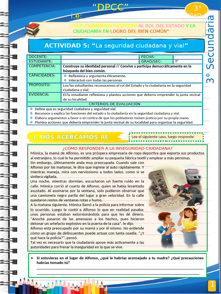 3° DPCC - Actv.05-Unid.6 2023 | PDF | Policía | Estado (política)