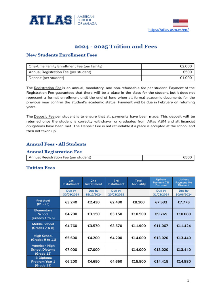 Atlas Asm Fees 2024 2025 | PDF | Tuition Payments | Payments