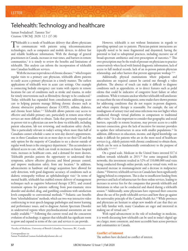 Telehealth - Technology and Healthcare | PDF | Social Programs | Health ...