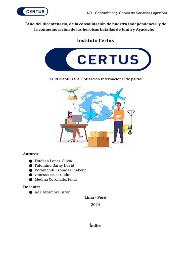 AA4 Cotizaciones y Costos de Servicios Logísticos | PDF | Gestión de la cadena de suministro ...