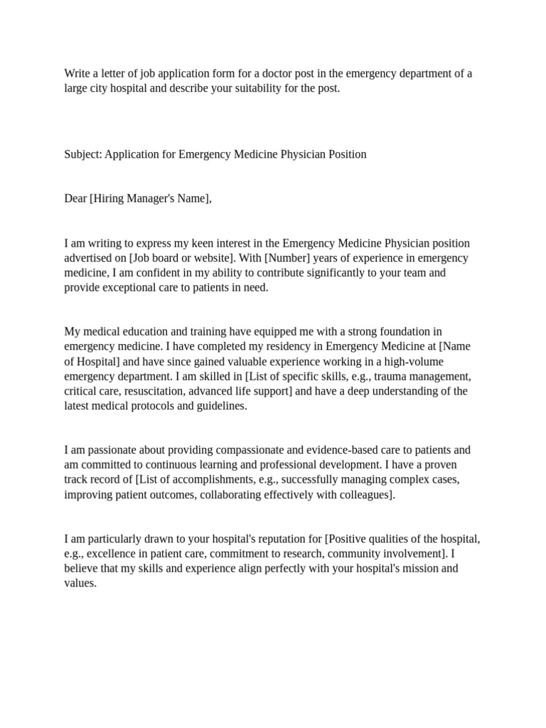 Job Application for Emergency Physician | PDF