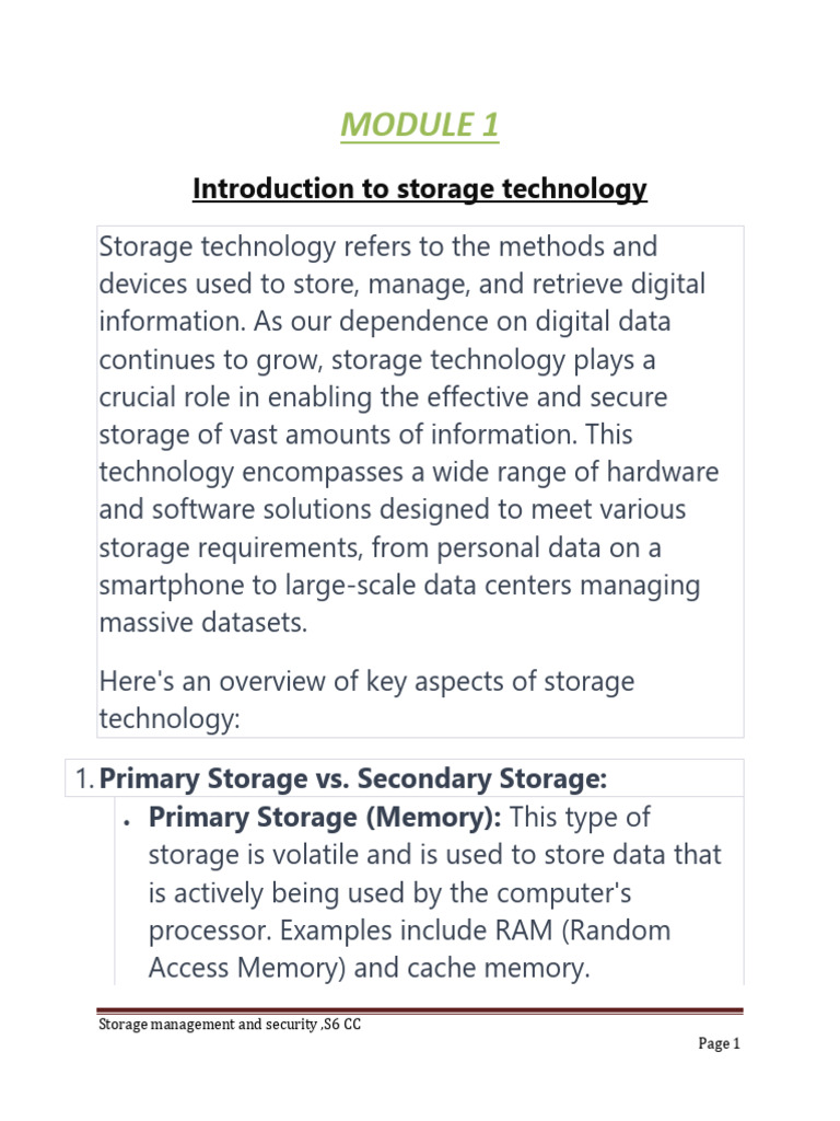 s6 Storage Management 1st Module | PDF | Computer Data Storage | Hard ...