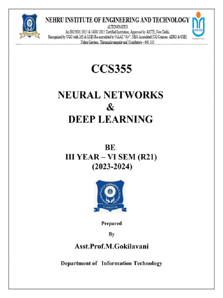 CCS355 NNDL Unit1 | PDF