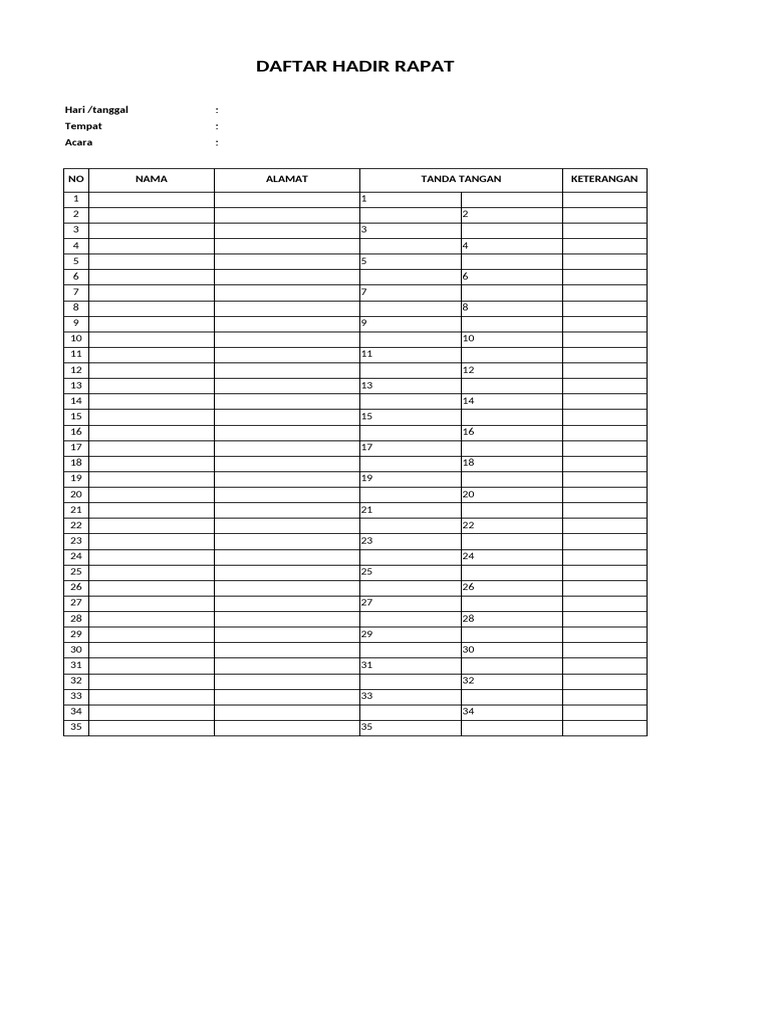 Daftar Hadir Rapat | PDF