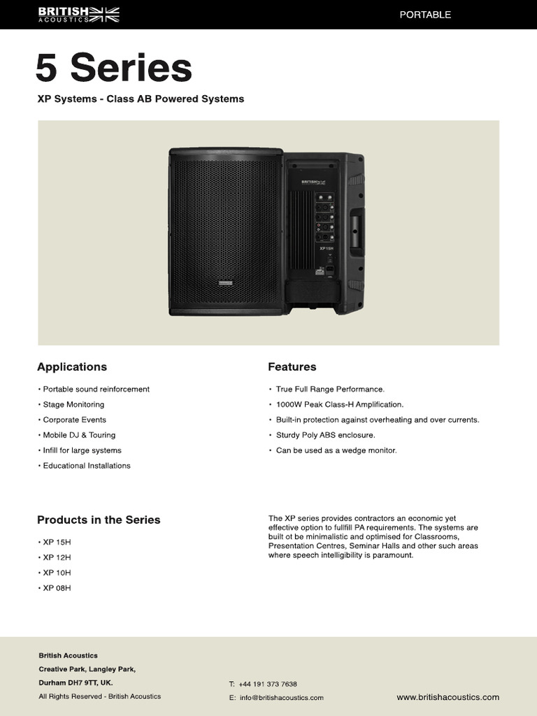 British Acoustics XP Series Overview | PDF