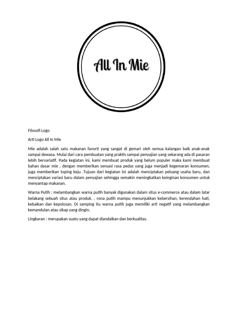 Filosofi Logo All in Mie | PDF | Ilmu Sosial | Gaya Hidup