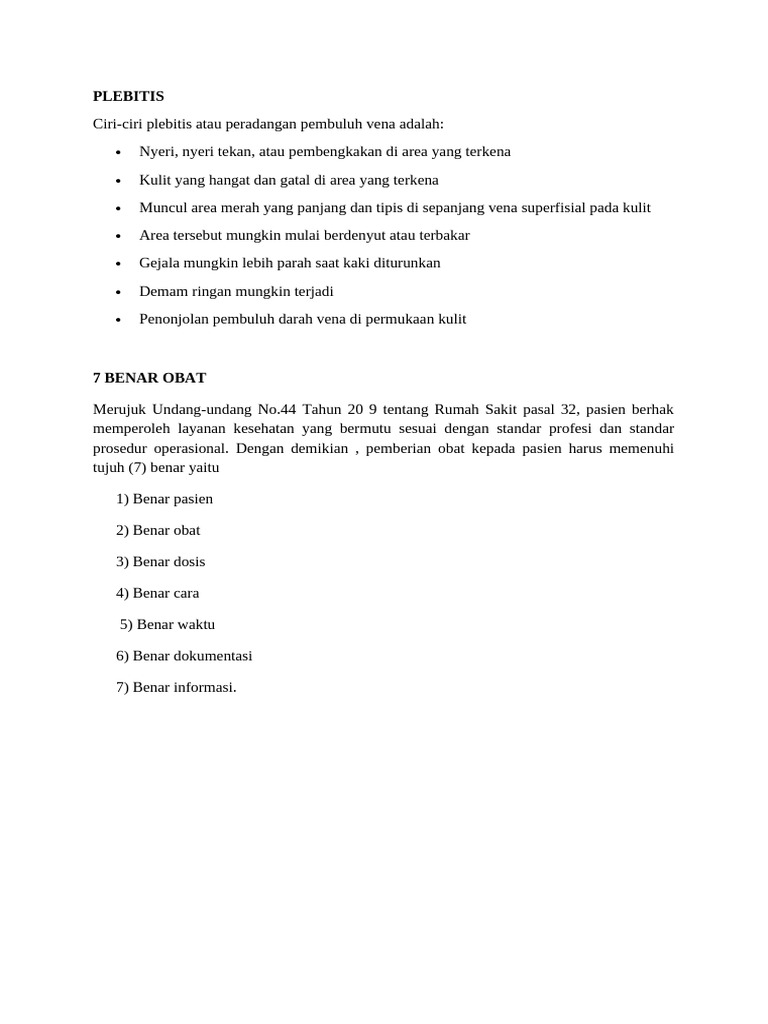 Ciri Plebitis dan SOP Tanda Vital | PDF