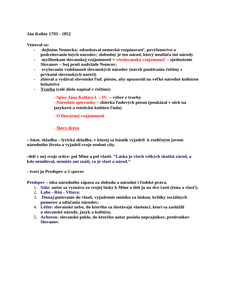 Ján Kollár Poznámky | PDF