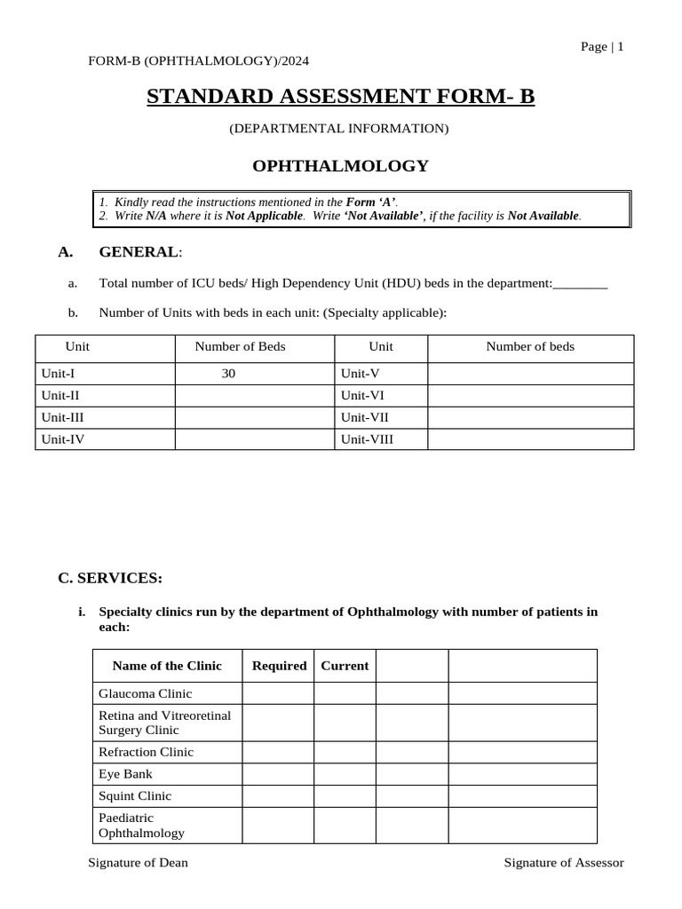Form-B (Ophthalmology) | PDF | Ophthalmology | Cornea