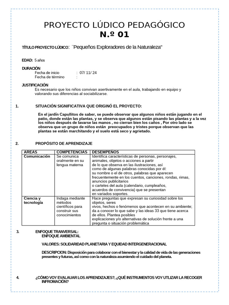 Esquema Proyecto Ludico Inicial | PDF | Science