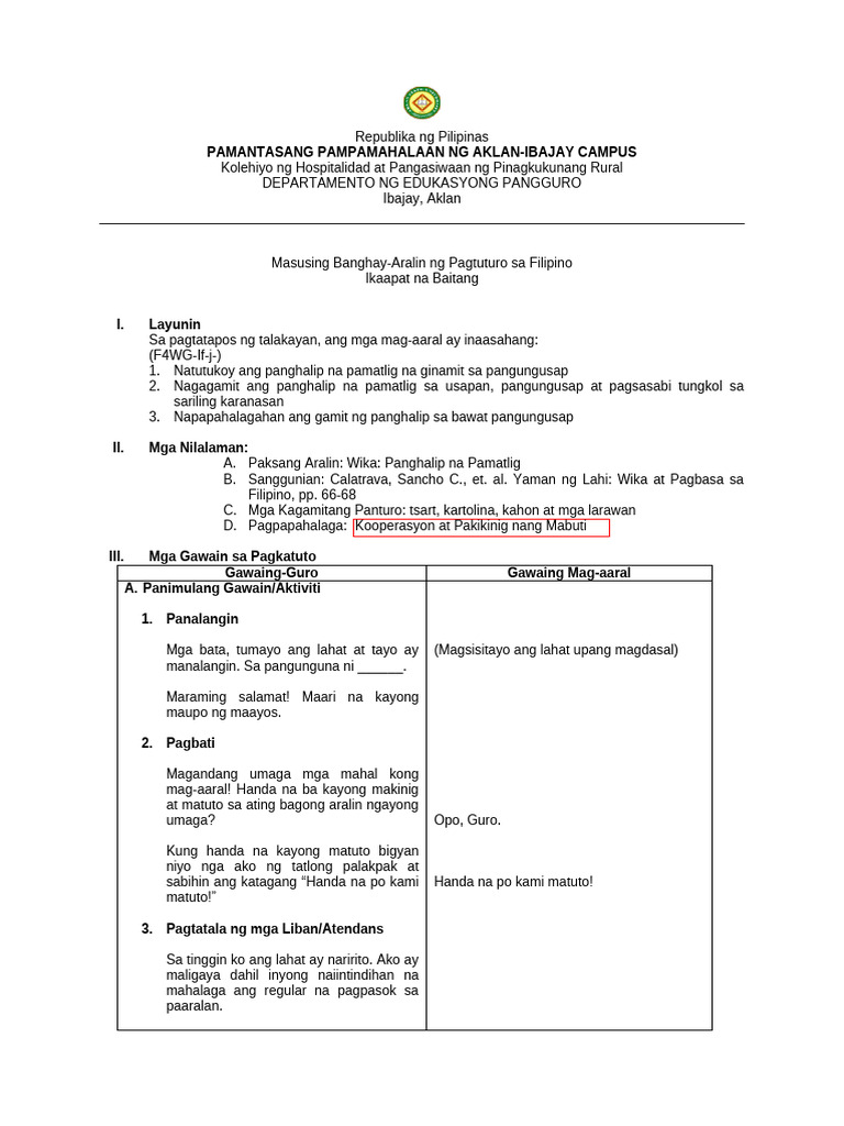 DLP Filipino IV Magno Ma. Trixia Mae Predemo | PDF