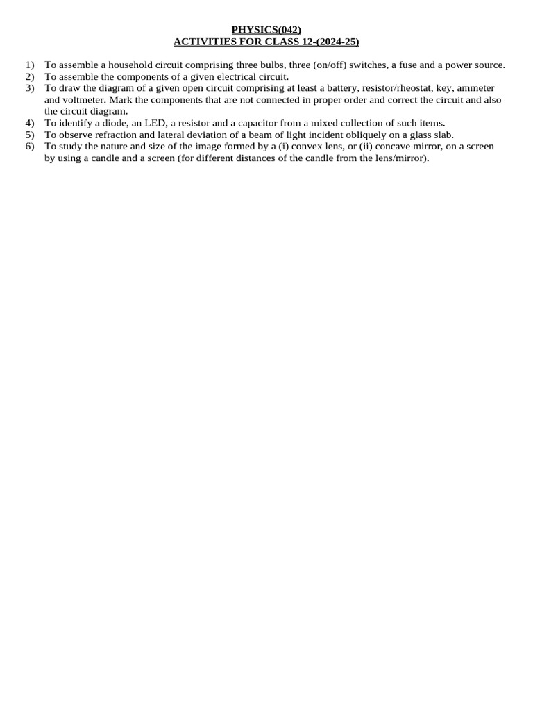 Class 12 Physics Activities Guide | PDF