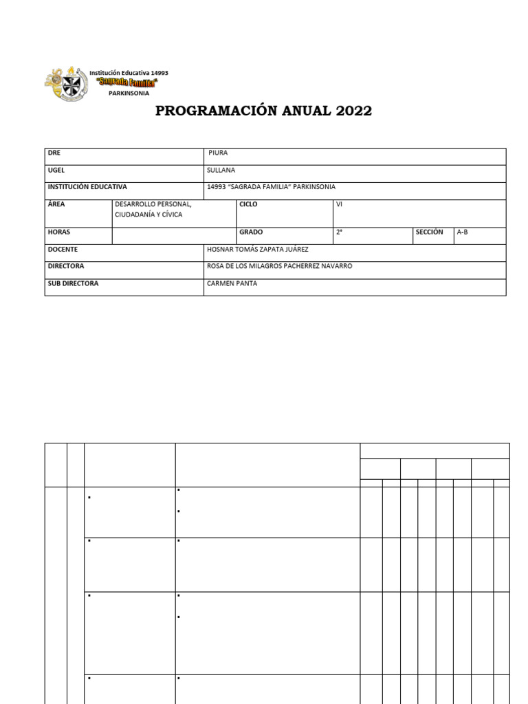 Programación Anual DPCC 2° SEC 2022 | PDF | Evaluación | Enseñando
