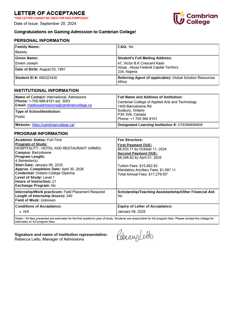 A00323430 - Emem Joseph - Bassey - HRMD - Pre-Admit | PDF | Payments