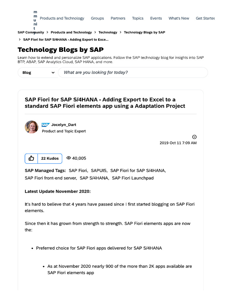 Sap Fiori For Sap S4hana Adding Export To Excel To A Standard Sap Fiori Elements App Using A