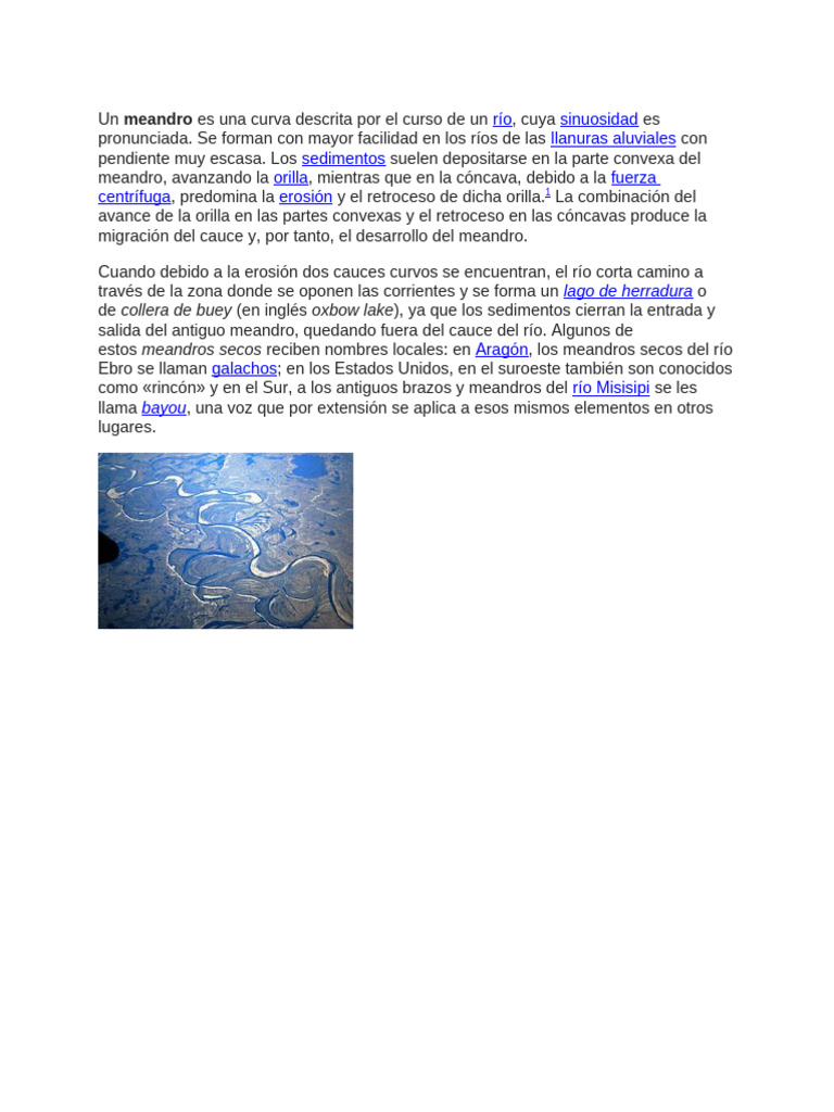 Formación y características de meandros | PDF