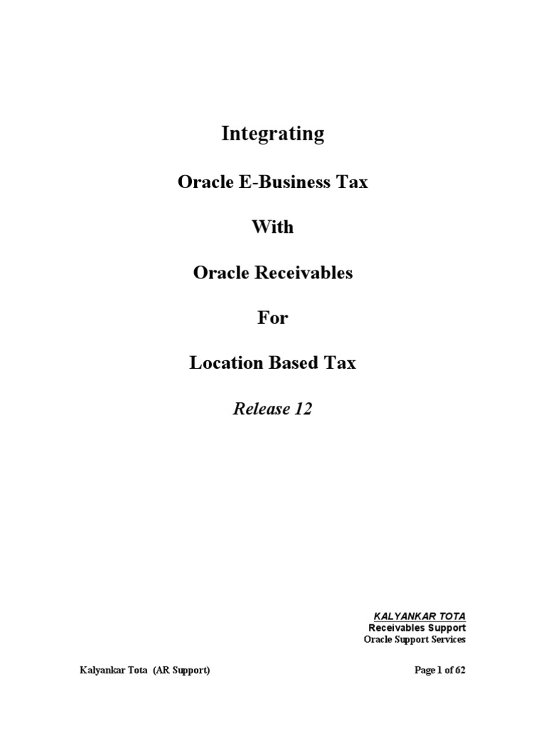 TAX R12 Integrating Oracle E Business Tax With Oracle Receivables For ...