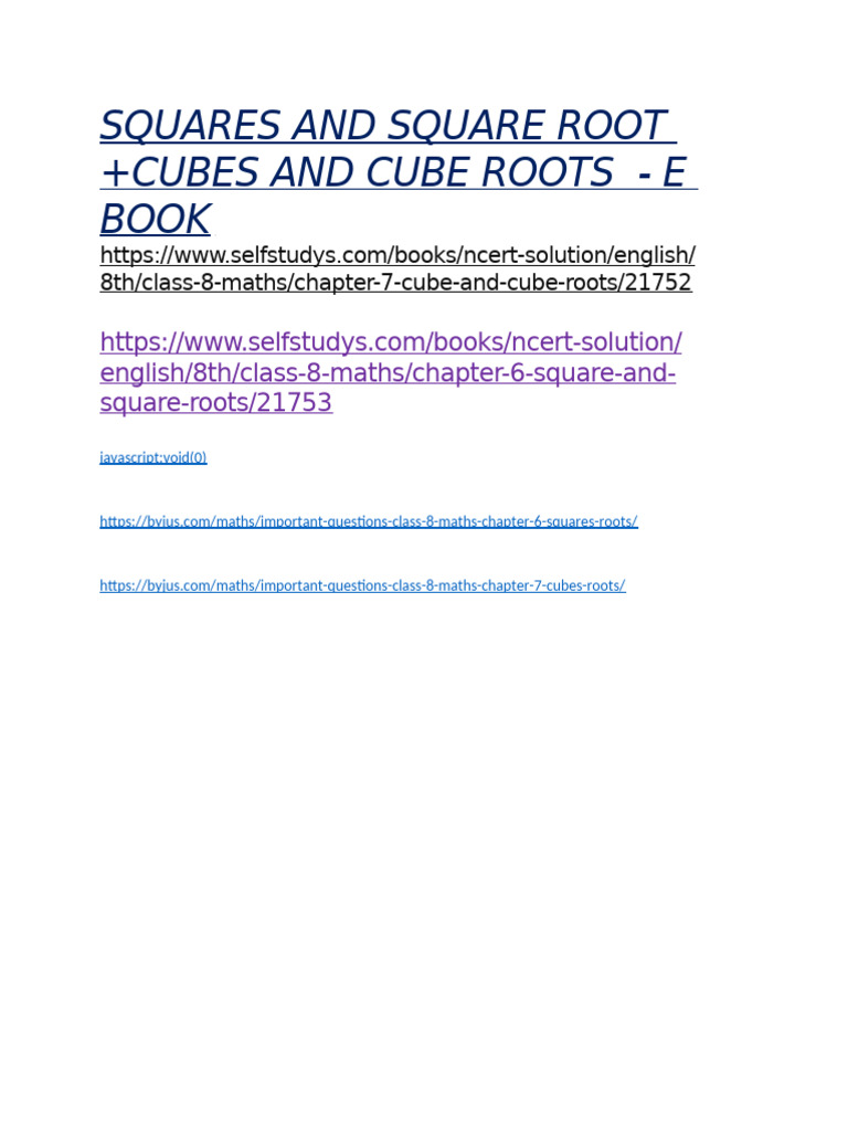 Squares and Square Root | PDF