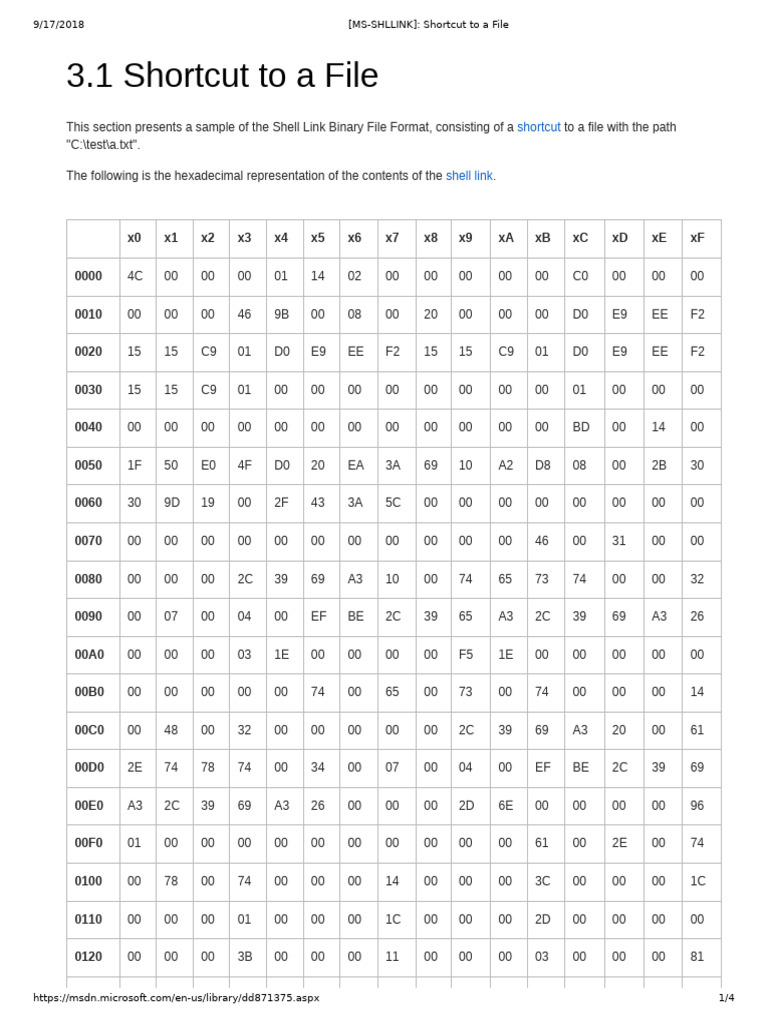 (MS-SHLLINK) - Shortcut To A File | PDF | Text File | String (Computer Science)