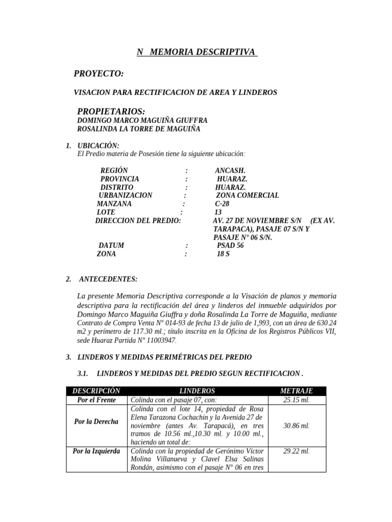 MEMORIA DESCRIPTIVA-lote 04 | PDF