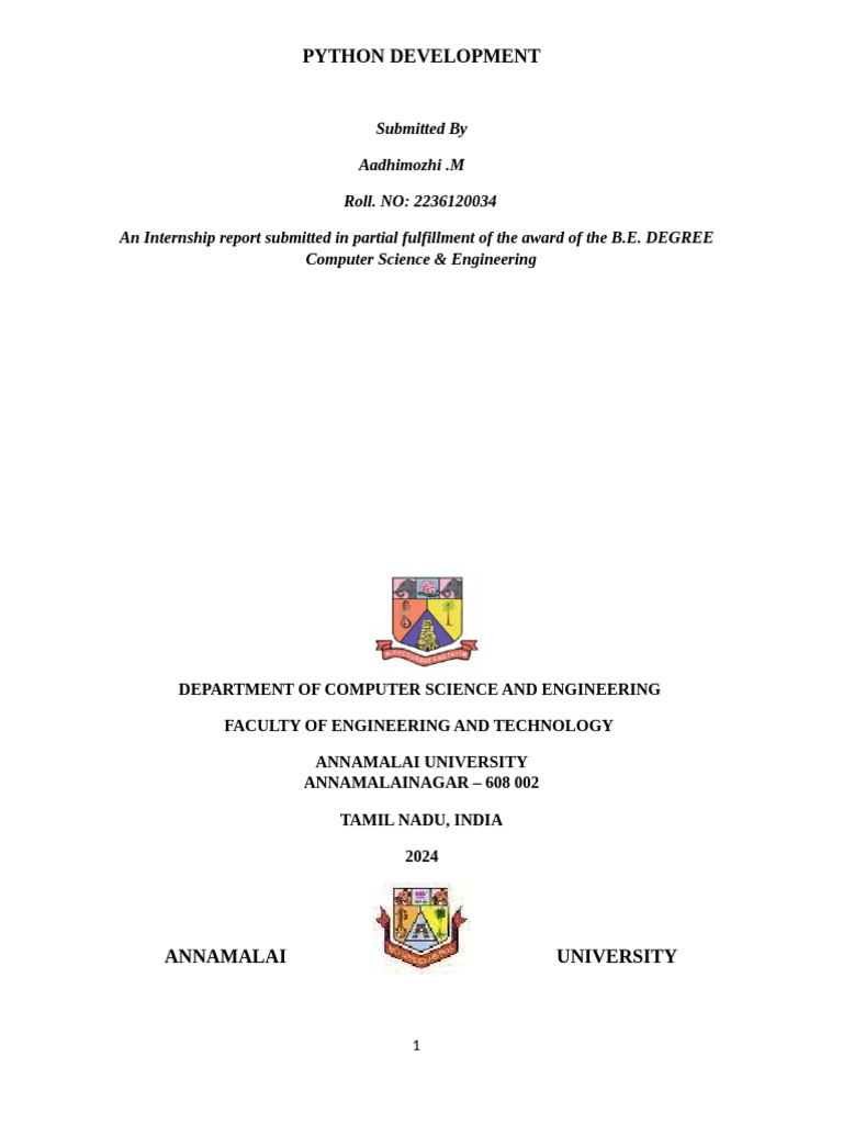Python Development Internship Report | PDF | Python (Programming Language) | Web Development