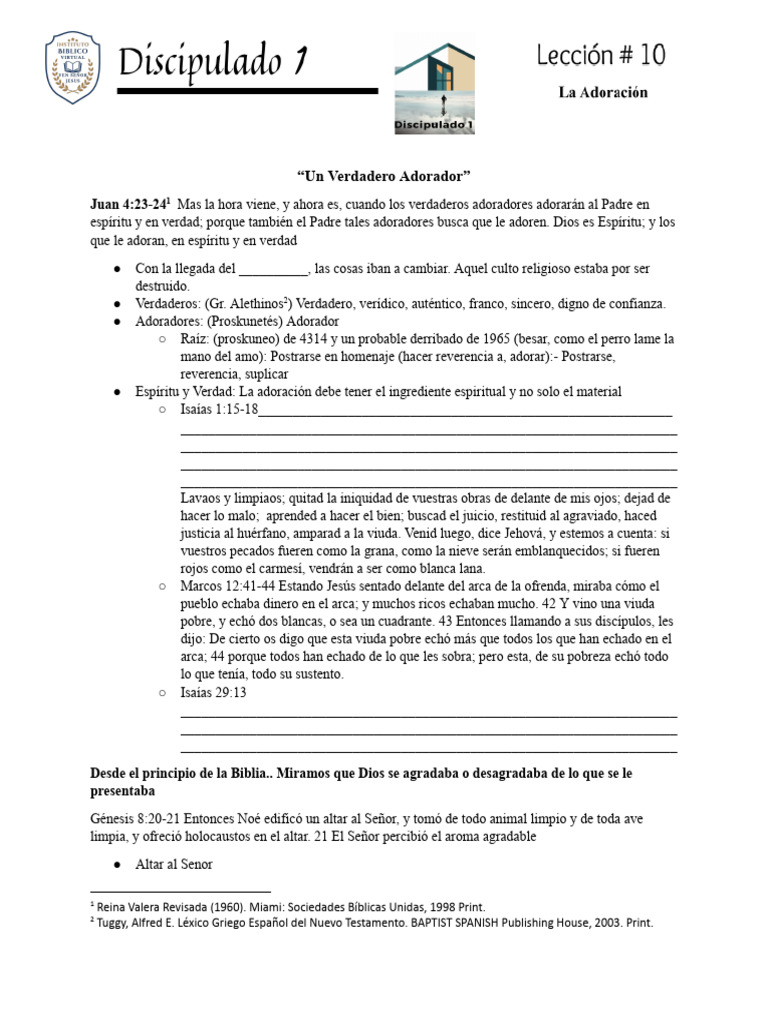 Notas Leccion 10 Discipulado 1 | PDF
