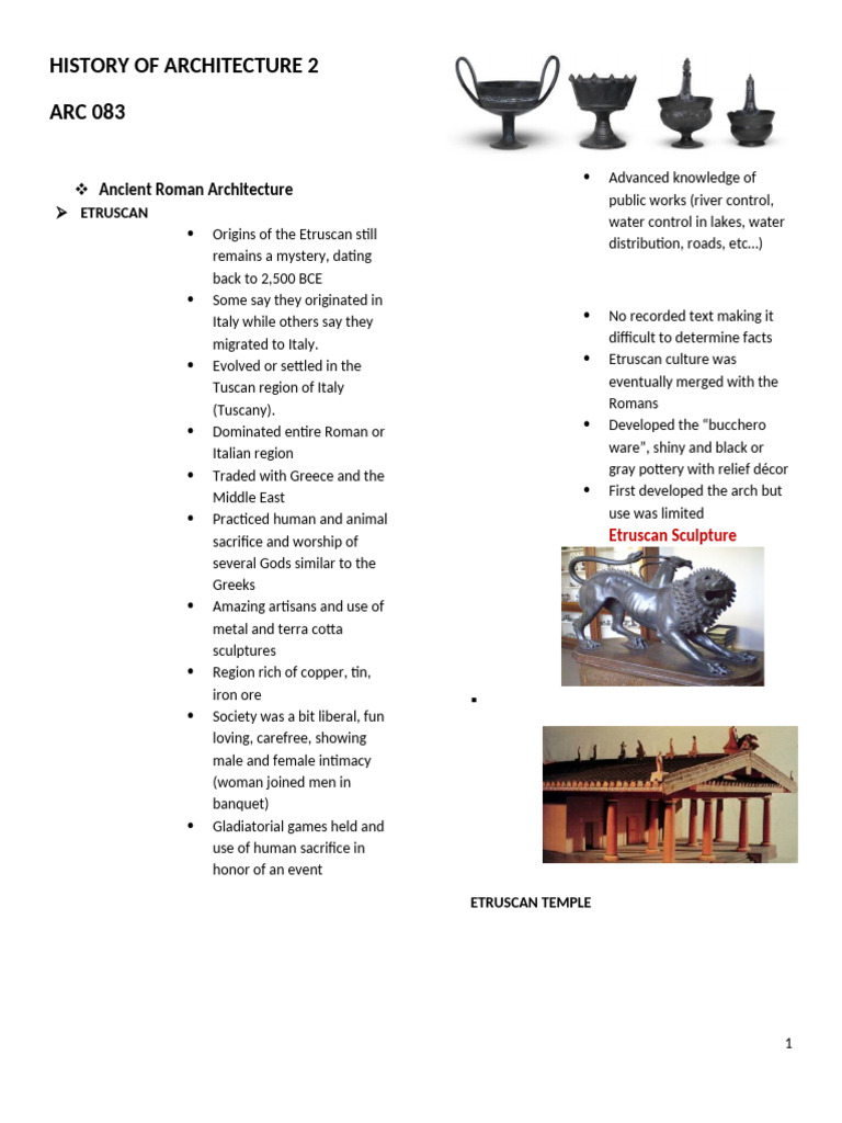 Etruscan and Roman Architectural History | PDF | Vault (Architecture ...