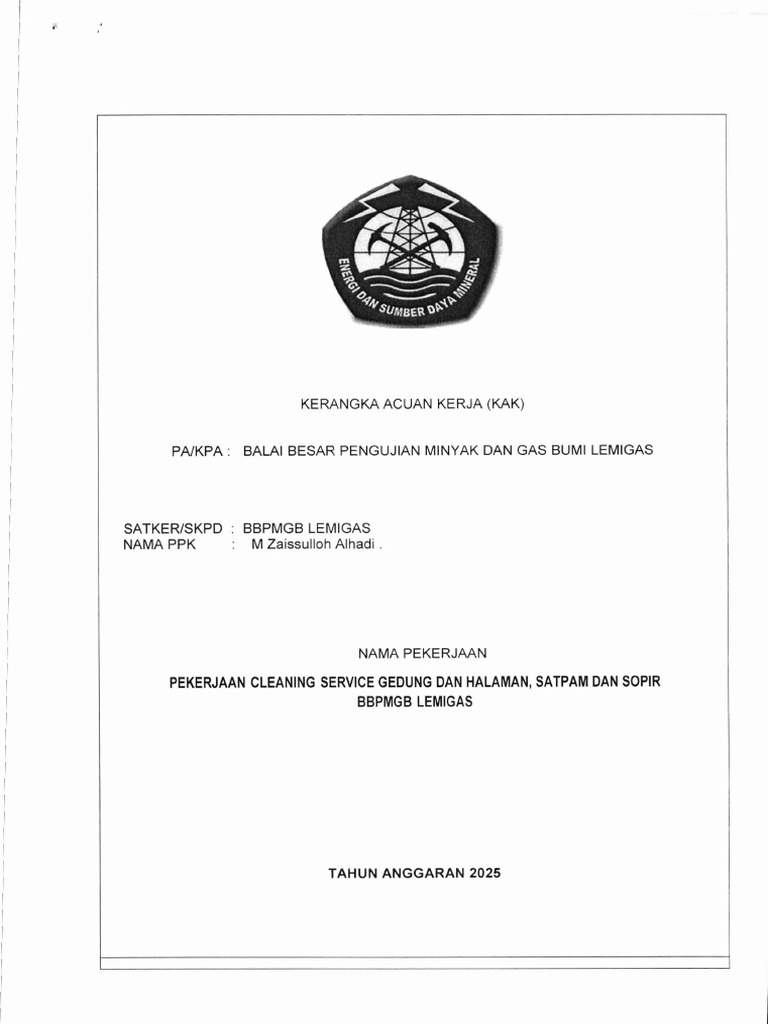Kerangka Acuan Pekerjaan Wisma Lemigas | PDF