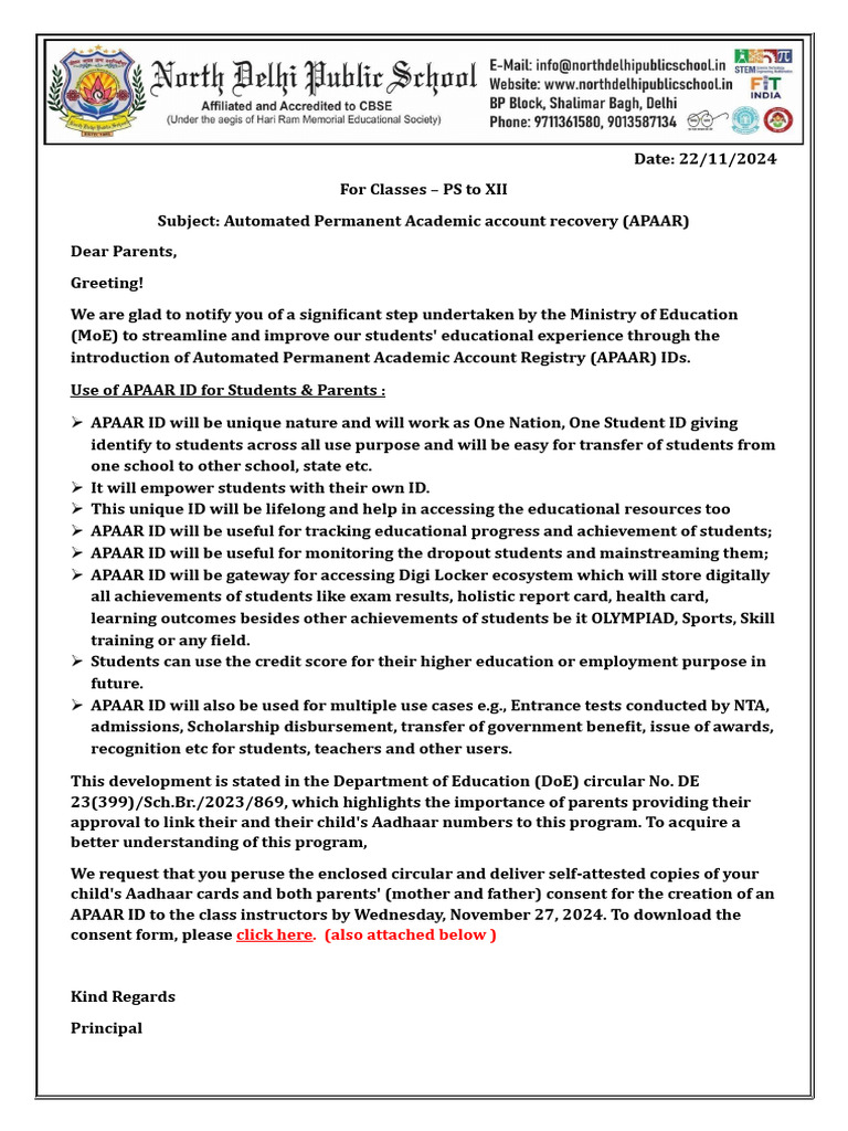 Apaar Id Circular | PDF