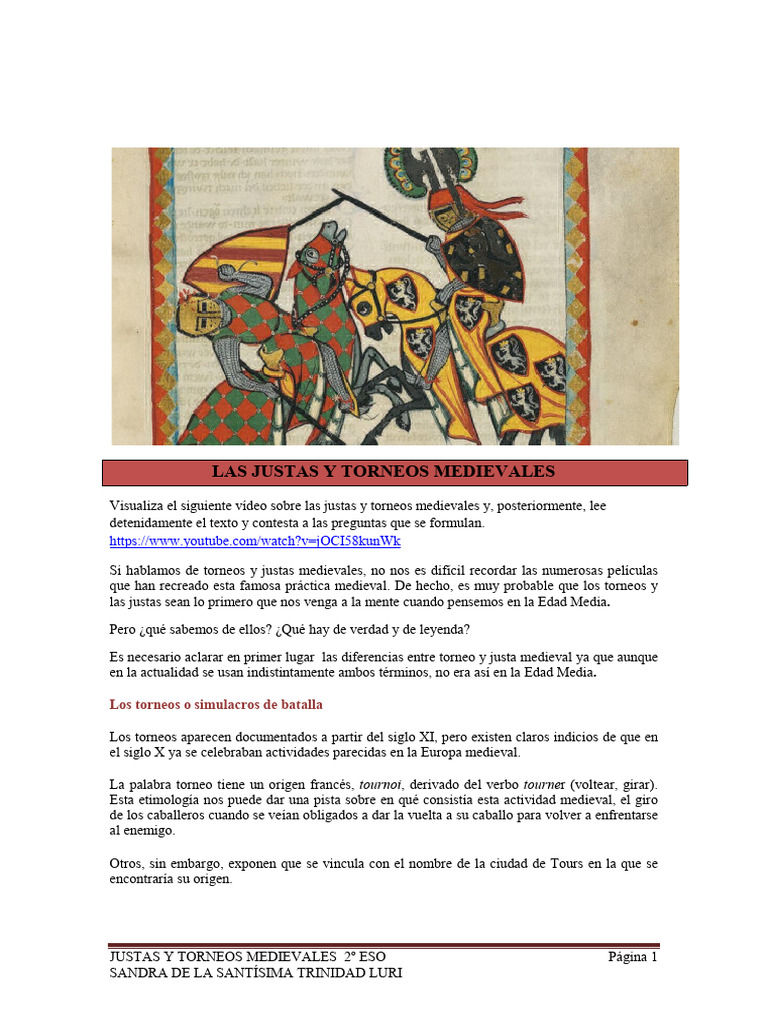 Las Justas y Torneos Medievales. | PDF | Caballero | Edades medias