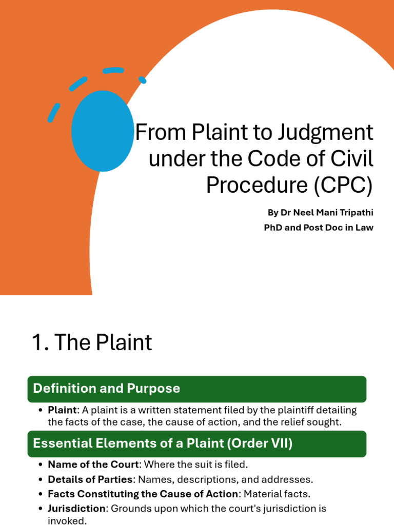 From Plaint To Judgment Under The Code of Civil Procedure 1732285443 ...