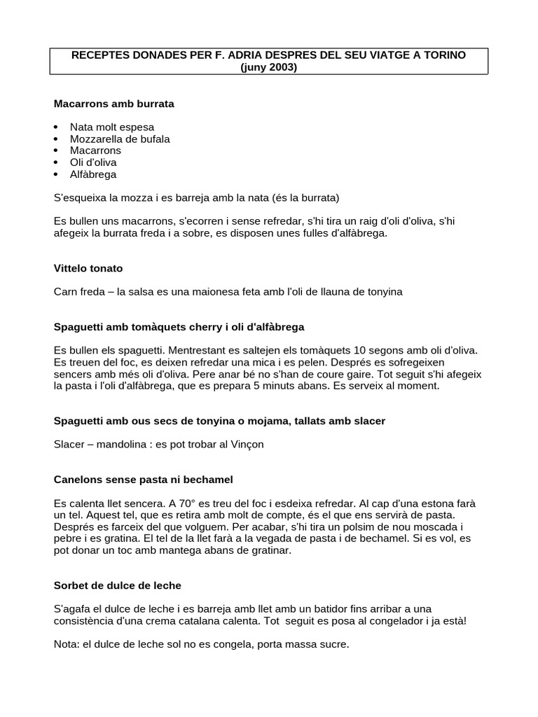 Receptes F. Adria | PDF
