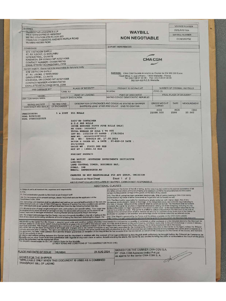 ECN0290752 Waybill | PDF