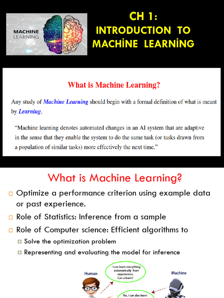 Ch 1 Intro to ML | PDF | Machine Learning | Data Mining Ch 1 Intro to ML | PDF | Machine Learning | Data Mining