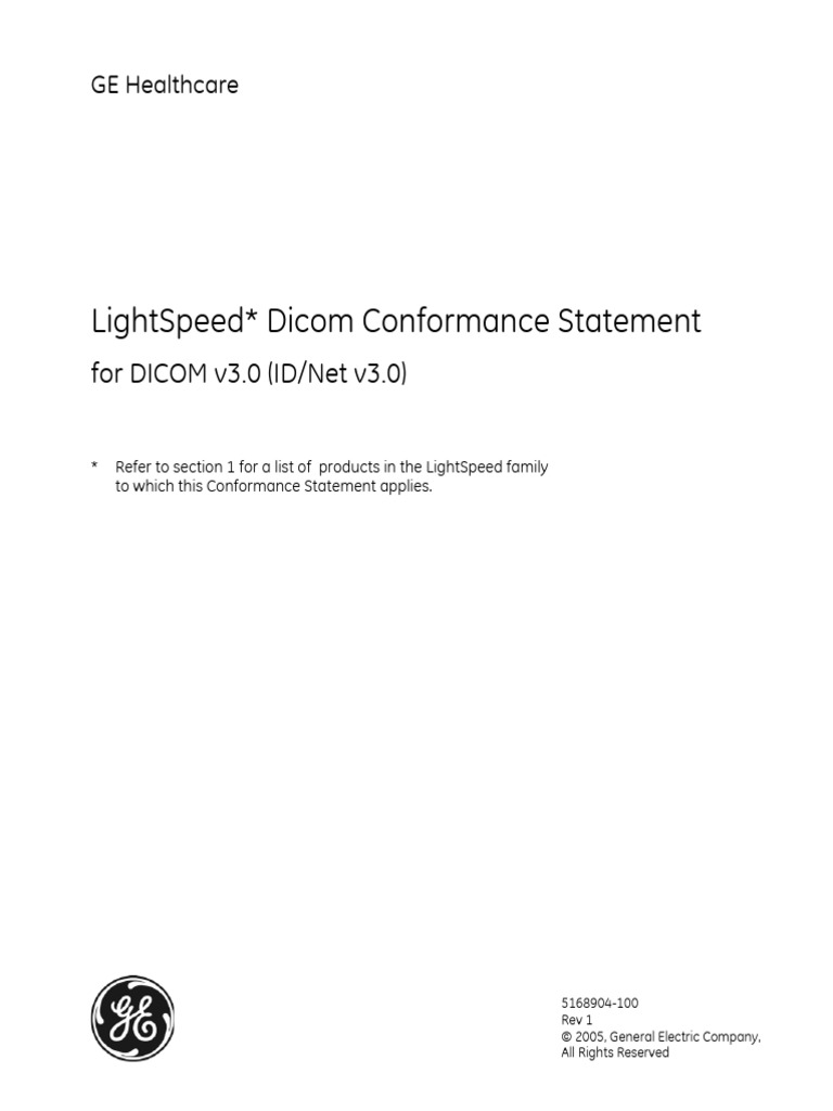 LightSpeed Dicom Conformance Statement | PDF | Metadata | Transmission ...