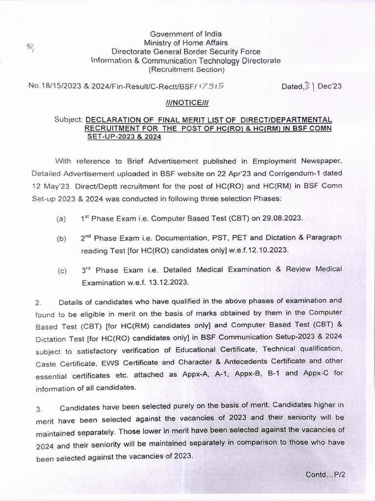 Final Merit List-2023 | PDF | Qualifications | Educational Assessment ...