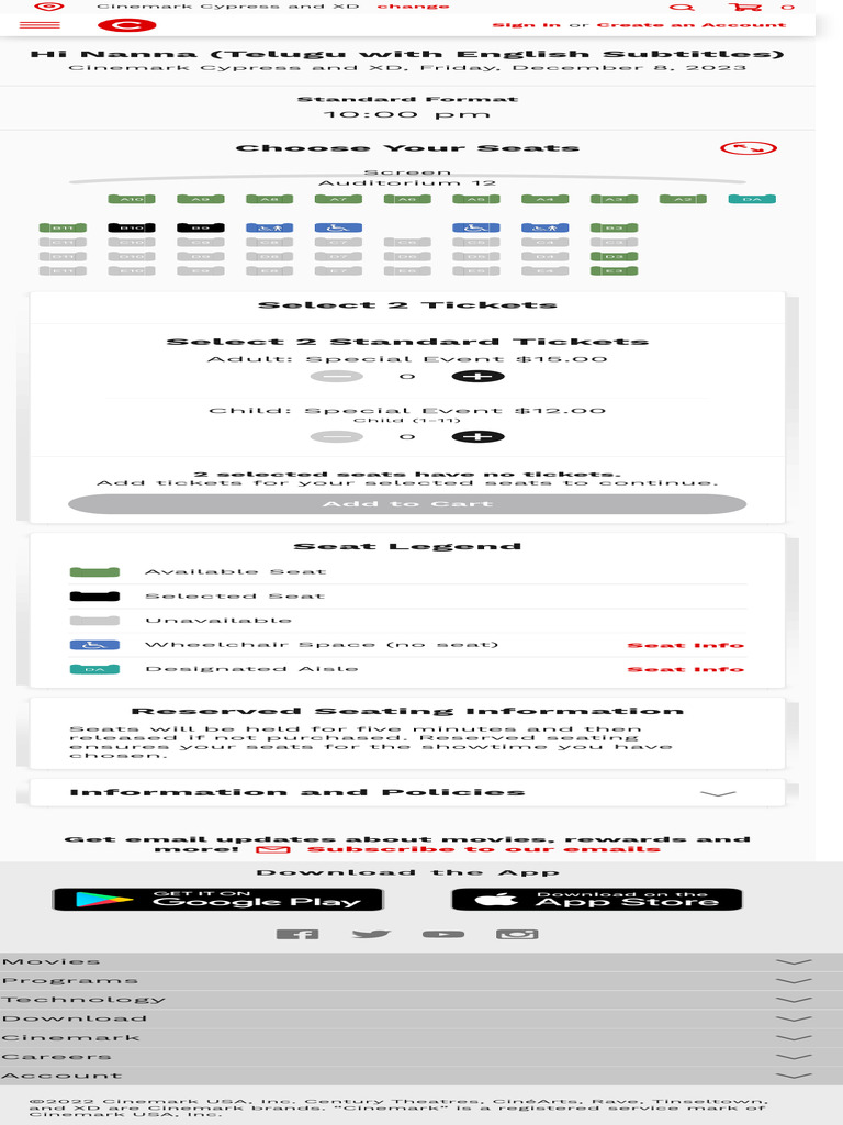 Cinemark - Reserve Your Seats | PDF