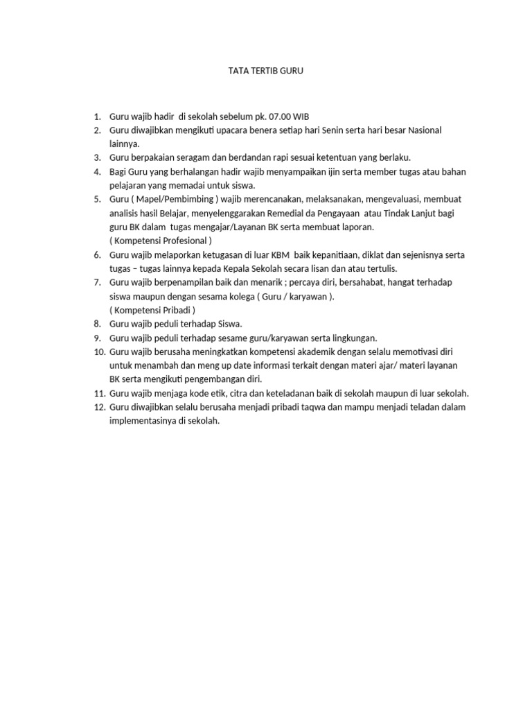 Tata Tertib Guru | PDF | Karier & Perkembangan