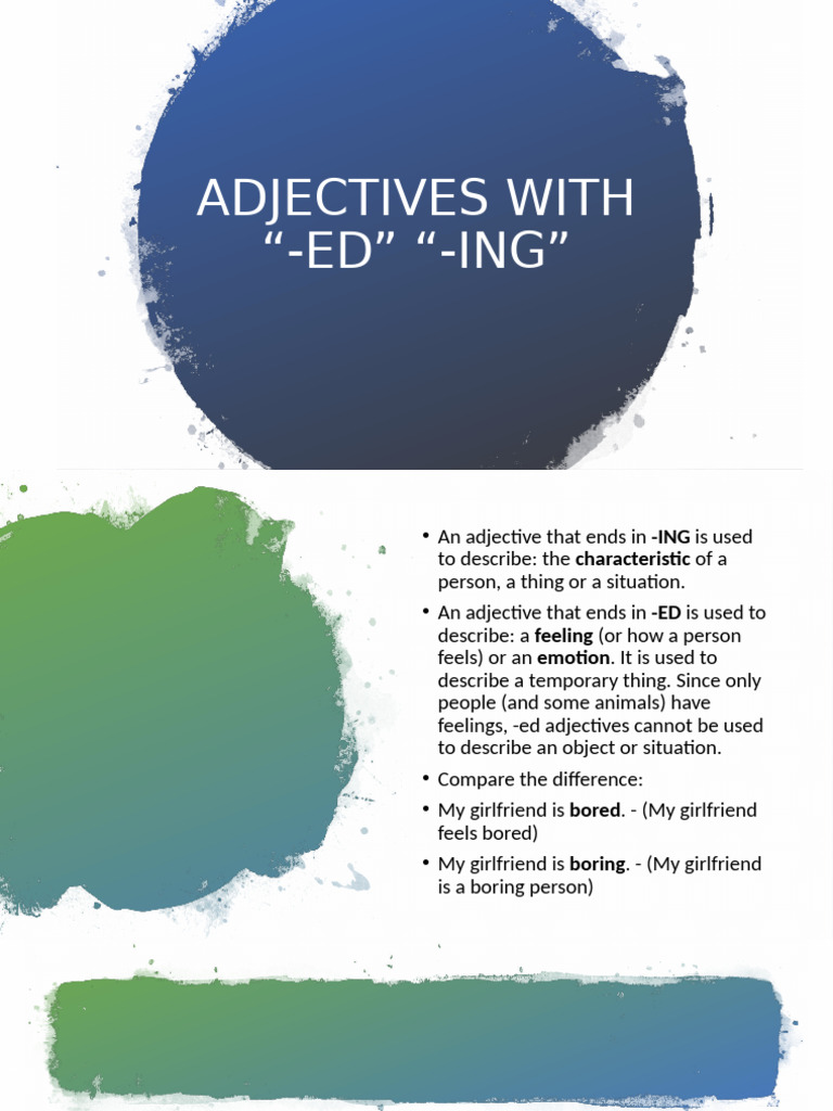 Adjectives With Ed and Ing | PDF | Language Arts & Discipline