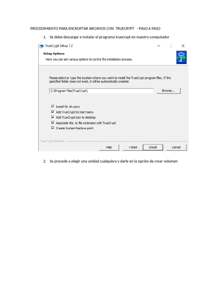 Procedimiento para Encroptar Archivos Con Truecrypt | PDF