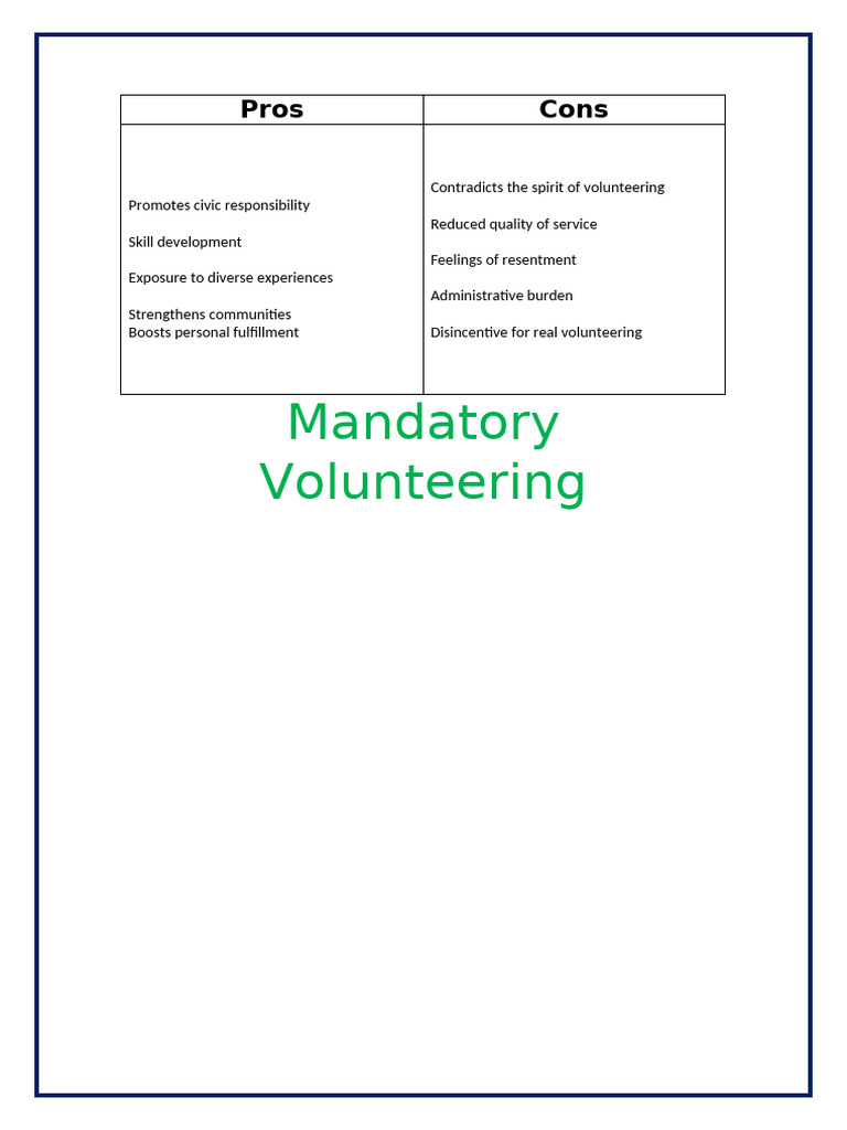 T Chart Mandatory Volunteering 1 | PDF