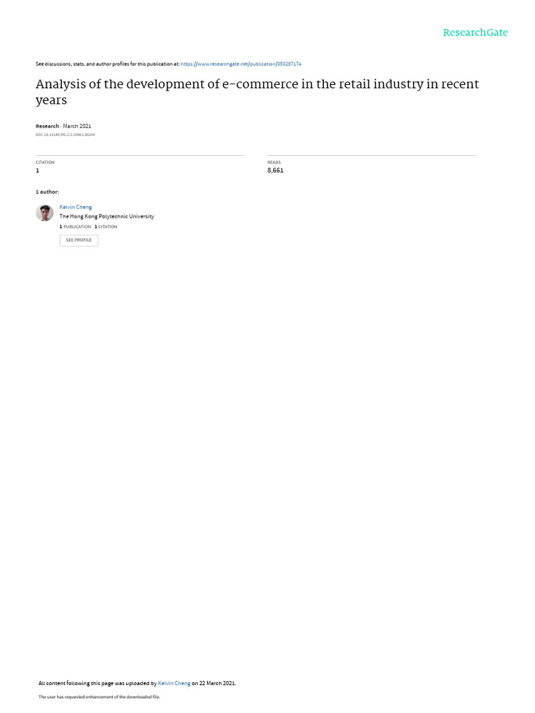 ResearchpaperRetailE Commerce | PDF | E Commerce | Retail