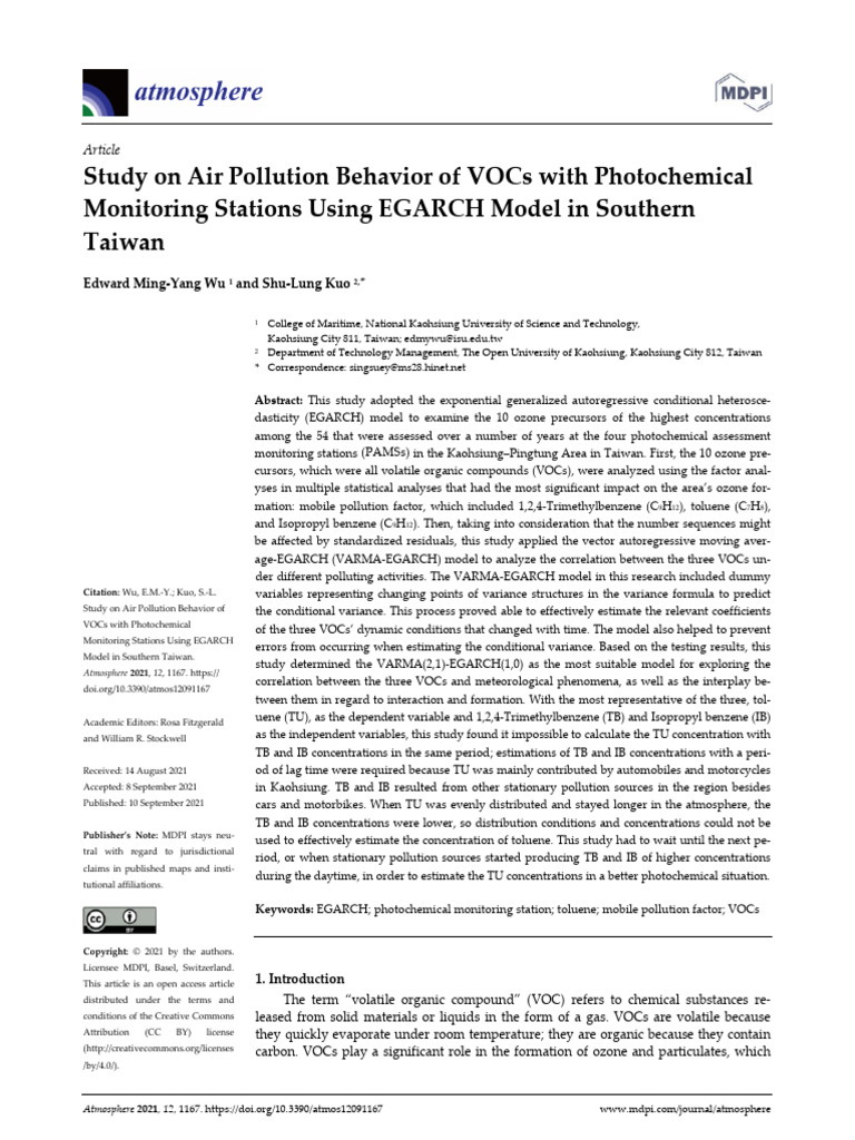Study On Air Pollution Behavior of VOCs With Photo | PDF | Volatile ...