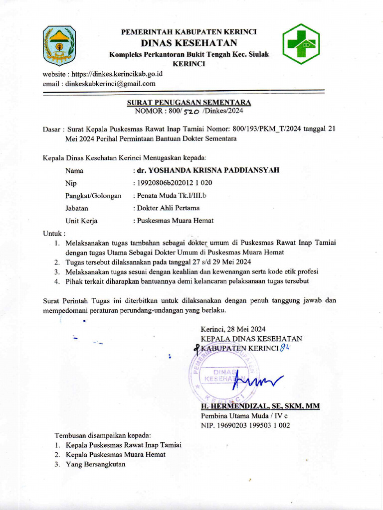 Surat Penugasan Sementara | PDF