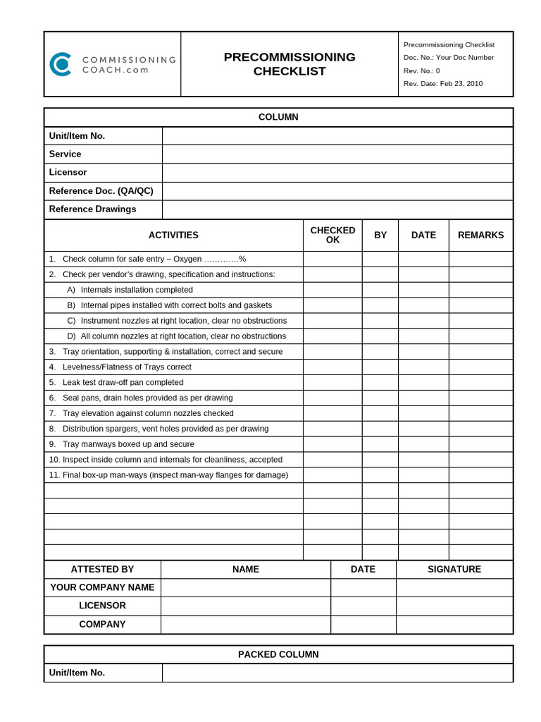 Pre Commissioning Checklists | PDF | Pump | Turbine