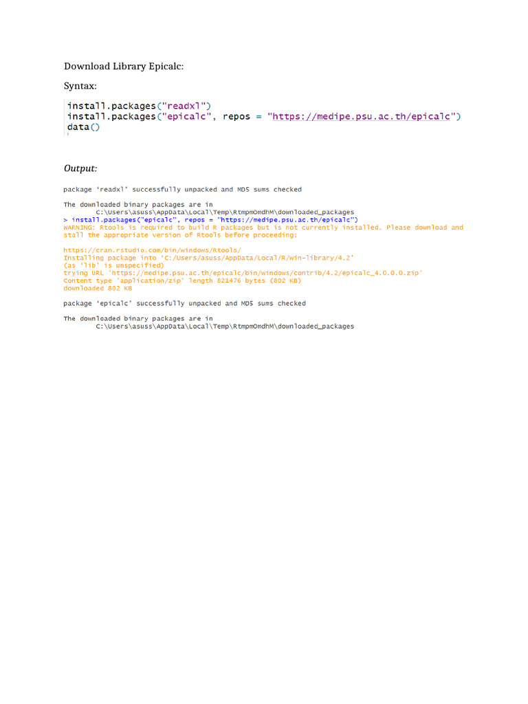 Praktikum Download Library Epicalc | PDF